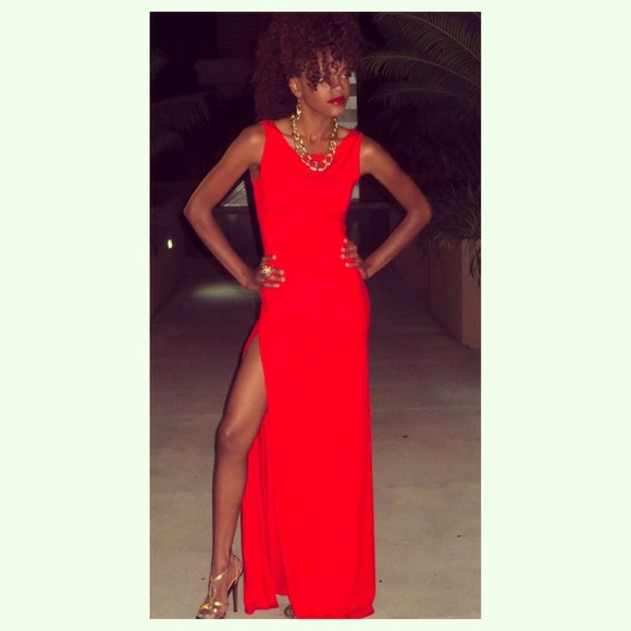 Dresses | Elegant Red Dress With Split On The Side | Poshmark